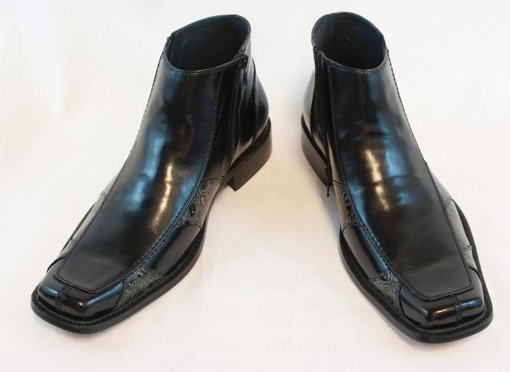 New Giovanni Black Mens Dress Boots Zipper Leather 855097